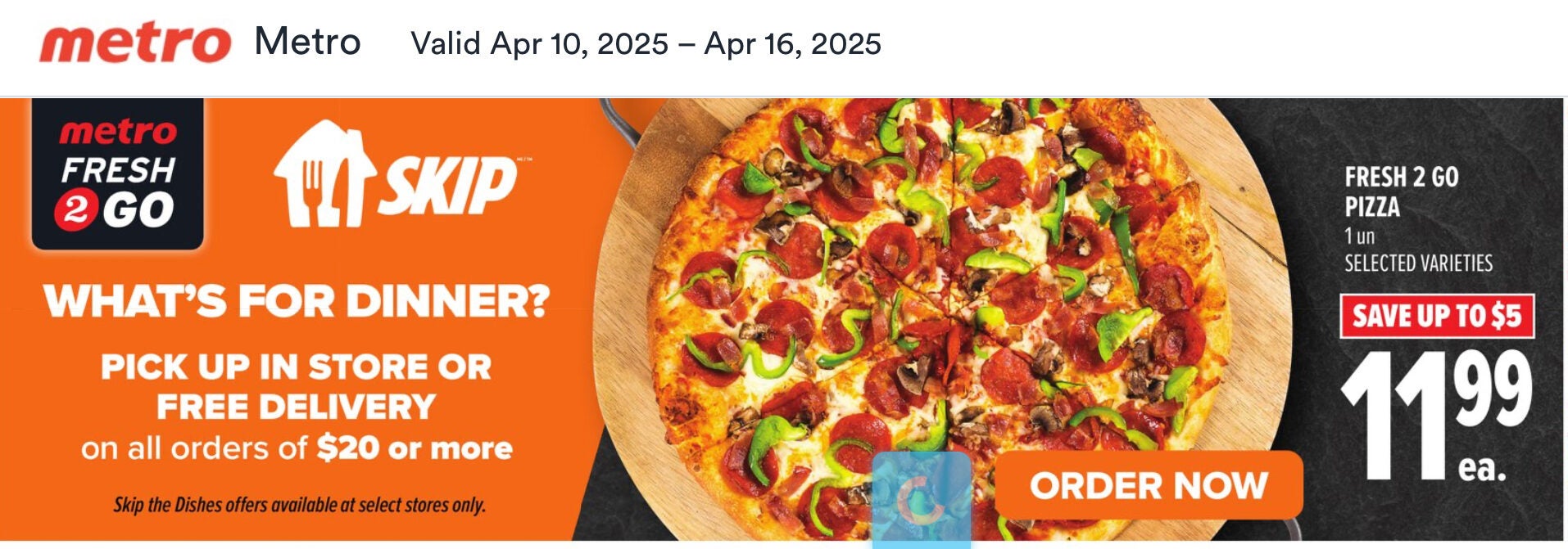 [Metro] [Skip] $11.99 XL 16” 4 Topping Pizza (Apr 10-16) - RedFlagDeals ...
