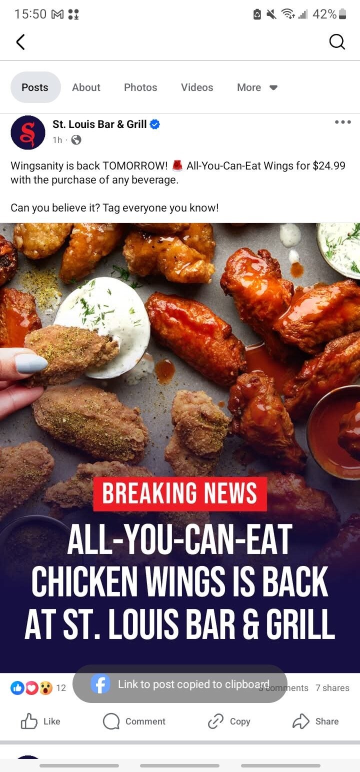 [St Louis] St Louis AYCE Wingsanity . May 27-July 6. $24.99 ...