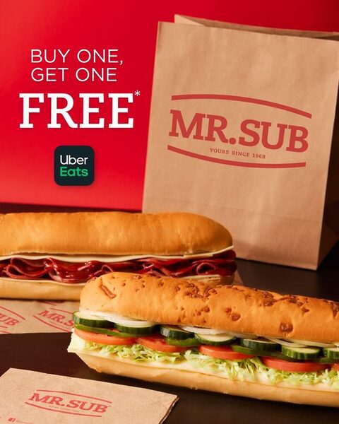 [Mr. Sub] BOGO select large submarine sandwiches at select locations ...