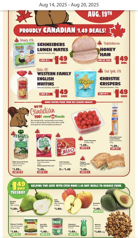 [Save On Foods] $1.49 Day on Tuesday, August 19 - RedFlagDeals.com Forums