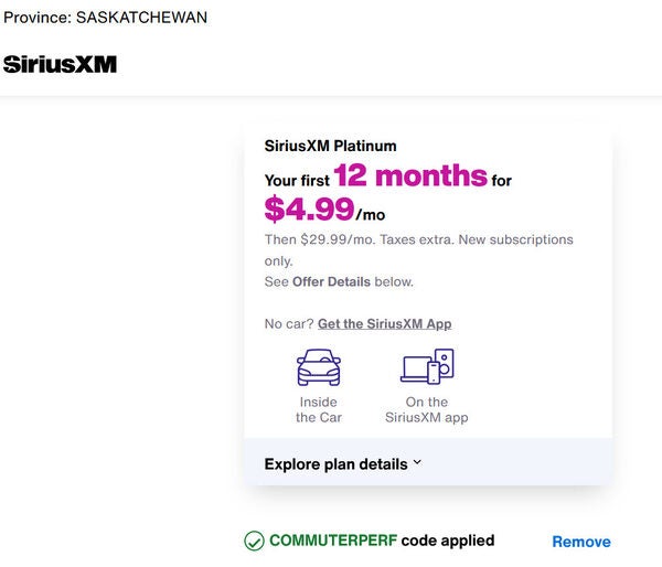 [SiriusXM] SiriusXM Platinum $4.99/mo for 12 months w/code ...