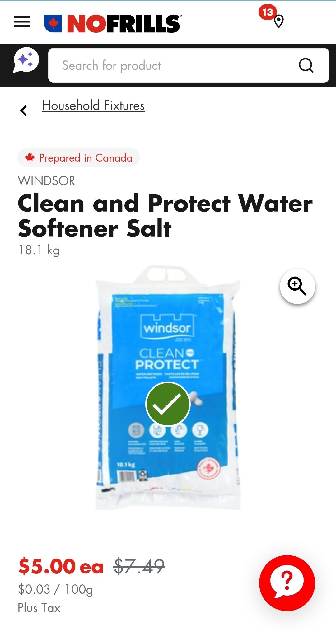 [No Frills] Windsor Clean and Protect Water Softener Salt 18.1 kg ...
