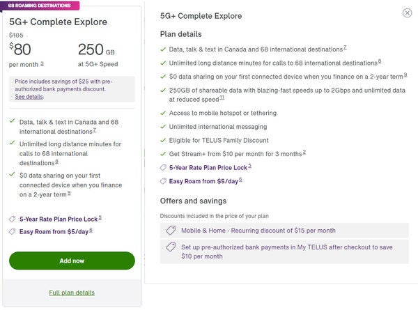[Telus] New Telus EPP - 5G+ Premium Unlimited CAN-GLOBAL Roaming 68 ...