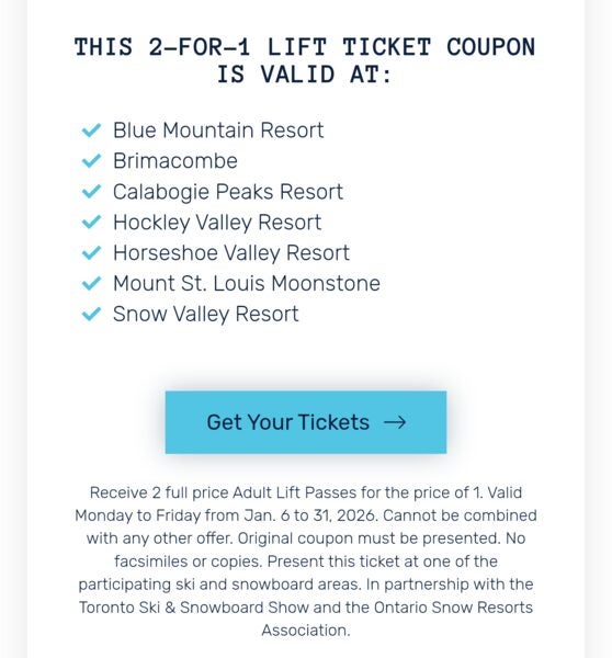 [Canadian Ski Council] 2-For-1 Lift Ticket Coupon x2 w/ Every Ticket ...