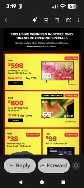 [Visions Electronics] LG 65" B5 OLED $1198 In Store Winnipeg Only Grand ...