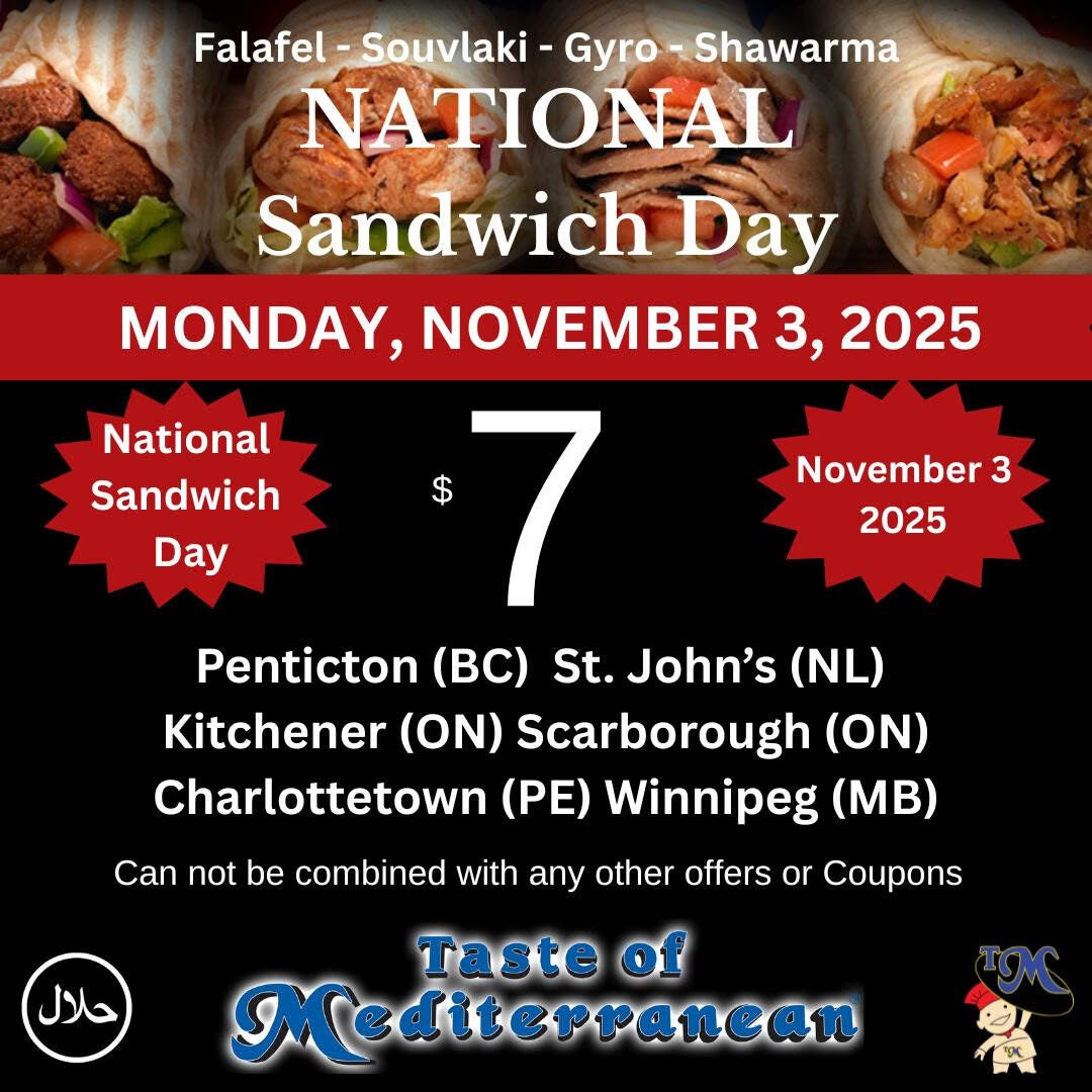 [Various] National Sandwich Day Monday November 3 - RedFlagDeals.com Forums