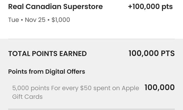 [PC Optimum] 5000 PCO points for every $50 spent on Apple Gift Cards ...