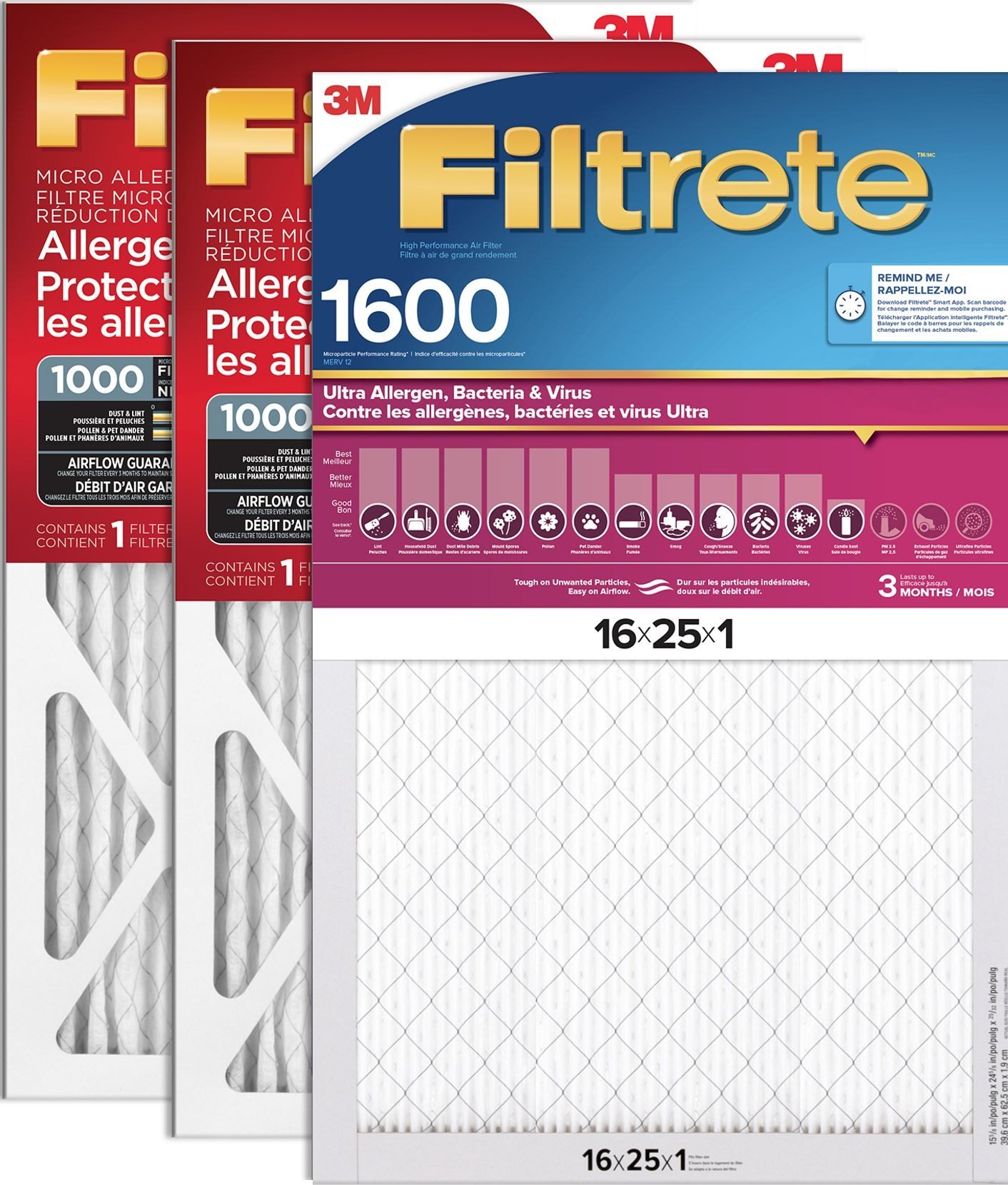 [Canadian Tire] 3M filtrete 1000 + 1500 mpr furnace filters 3pk, $30 ...