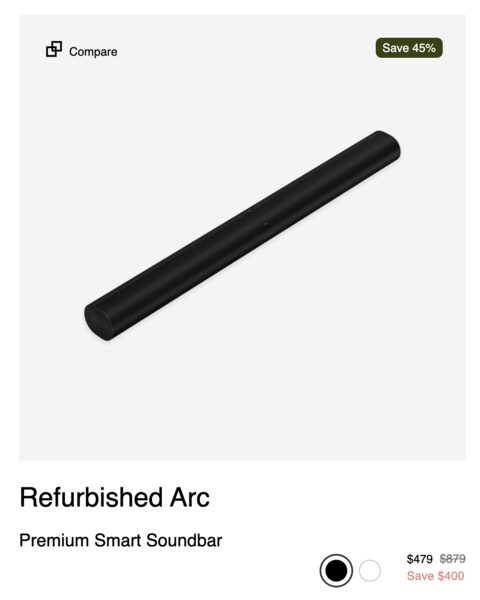 [Sonos] Sonos Arc SL Shadow & Arc Certified Refurbished — $469 & $479 ...