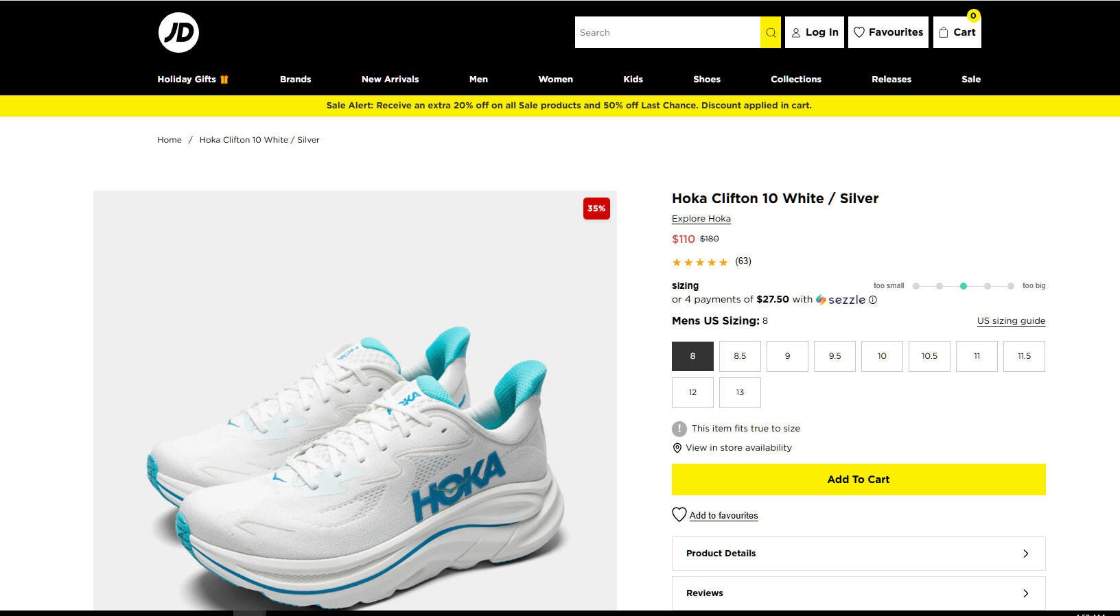 [JD Sports] JD Sports - Hoka Clifton 10 White / Silver (with blue logo ...