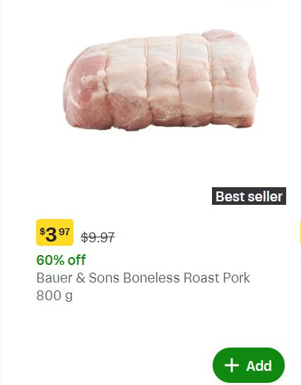 [Giant Tiger] [Via Instacart] Boneless Pork Roast - 800g $3.97 (reg. $9 ...