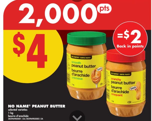 [No Frills] No Name Peanut Butter 1 kg $4.00 + 2,500 PCO points ...
