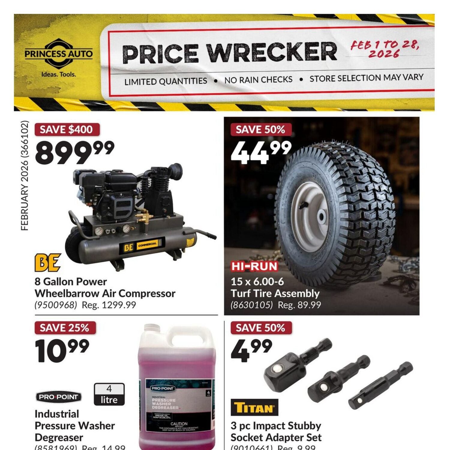 Princess Auto Weekly Flyer - Price Wrecker - Feb 1 – 28 - RedFlagDeals.com