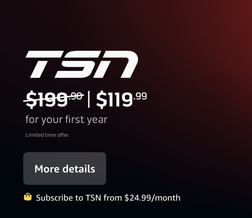 [Amazon.ca] TSN (with TSN+) $119 First Year for Prime Members on Prime ...