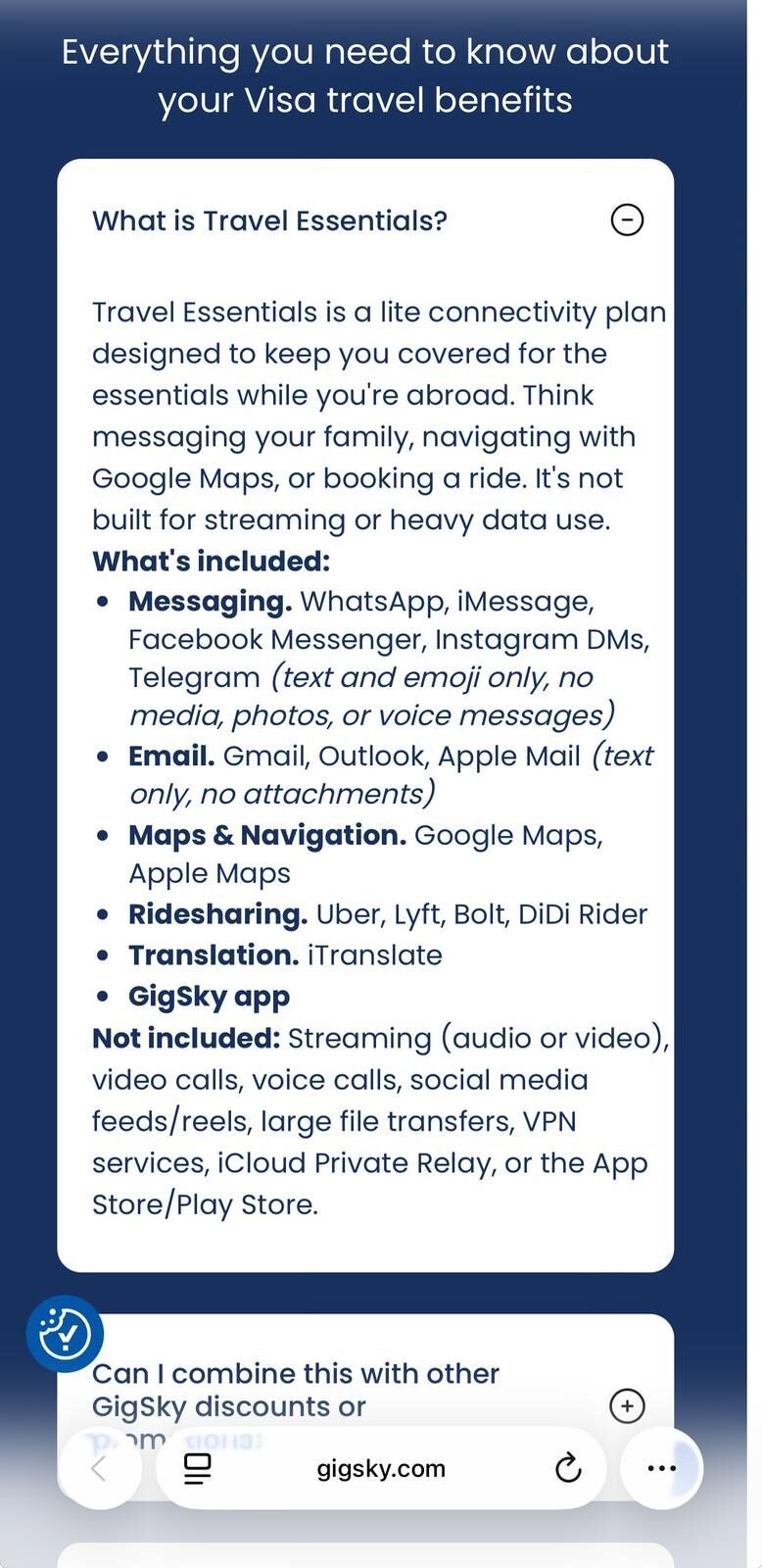 [Gigsky] Free 15 day 10gig global eSIM - if have visa infinite ...
