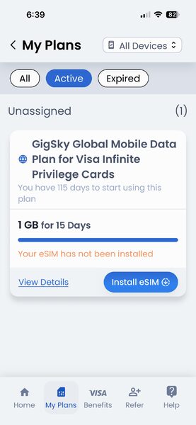 [Gigsky] Free 15 day 10gig global eSIM - if have visa infinite ...