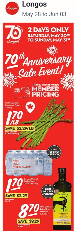 [Longo's] Natural Spring Water (24) $1.70 and Terra Delyssa EVOO $8.70 ...