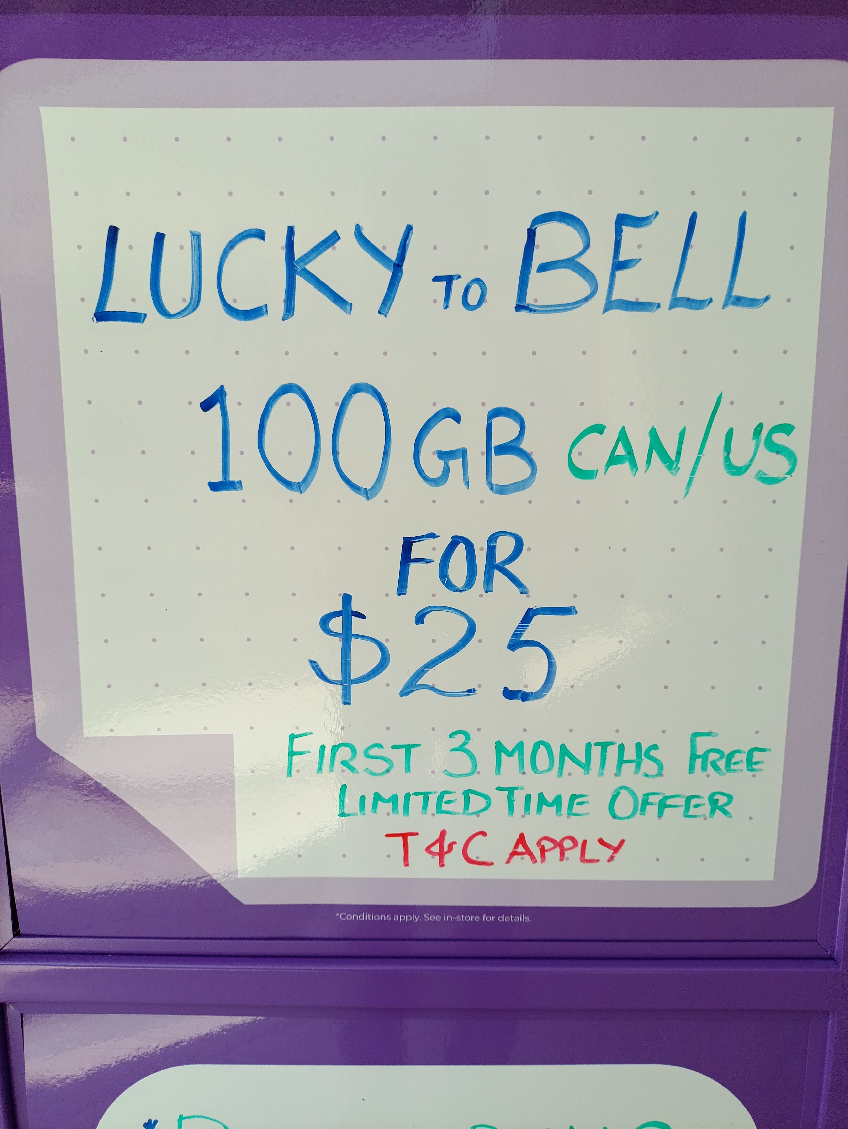 [Bell] YMMV - Lucky to Bell - 100GB CAN/US - $25 - RedFlagDeals.com Forums
