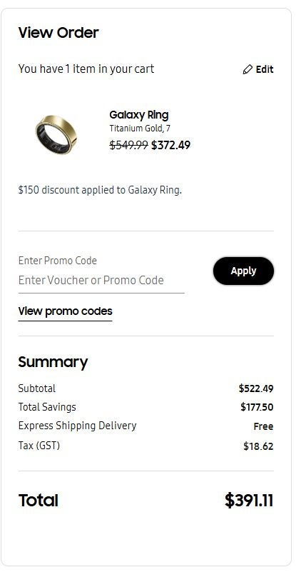 [Samsung] Samsung Ring $150 off in cart - RedFlagDeals.com Forums