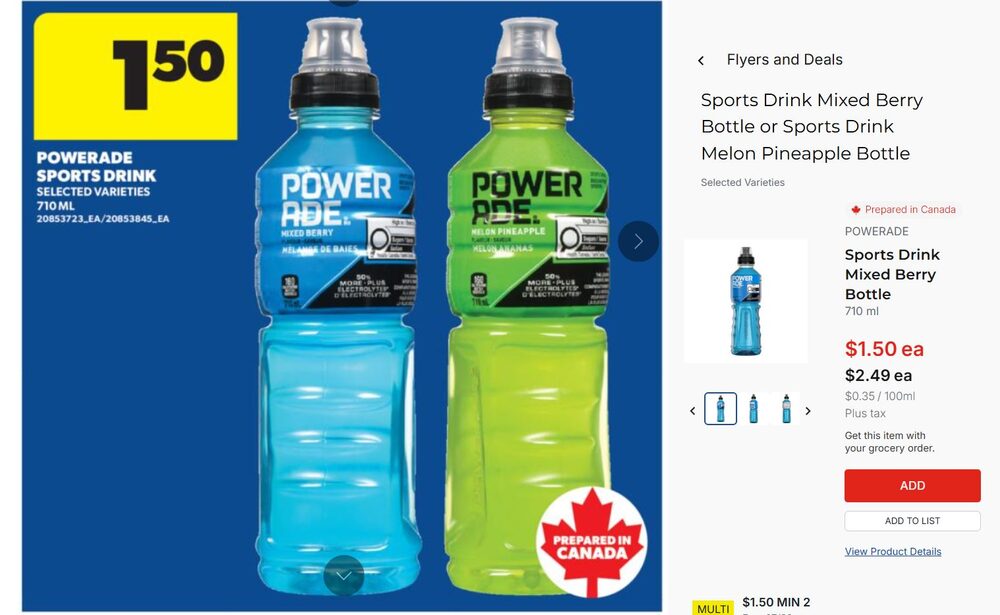 [Fresh Co] Powerade $1.50 with PM @ Superstore. Earn 250 Scene Points ...
